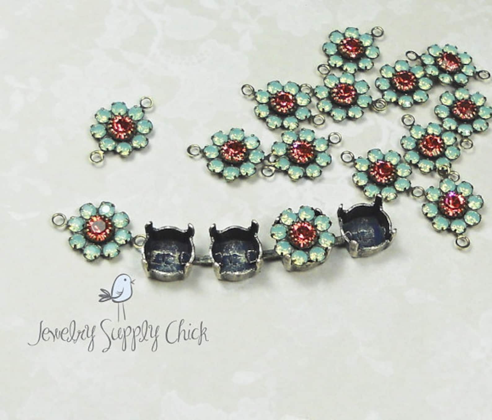 Pacific Opal Padparadscha Crystal Flower Setting Connector - Etsy