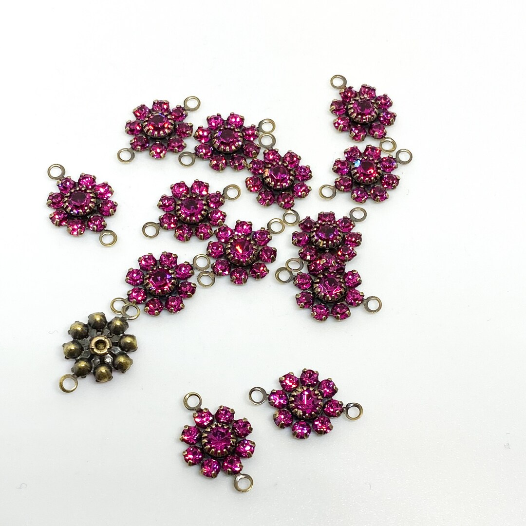 Fuchsia Crystal Flower Setting -antique Brass - Etsy