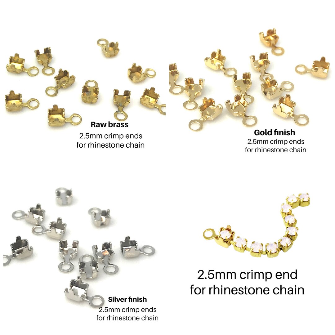 2.5mm Crimp End Connector for Rhinestone Chain- Choose Finish (12) - Etsy