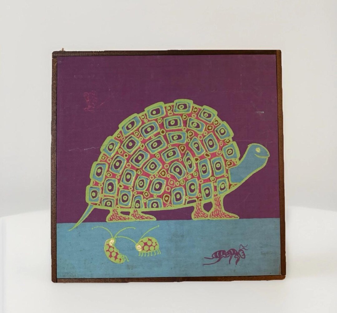Vintage Tom Tru Turtle MCM Print Green Purple Framed - Etsy