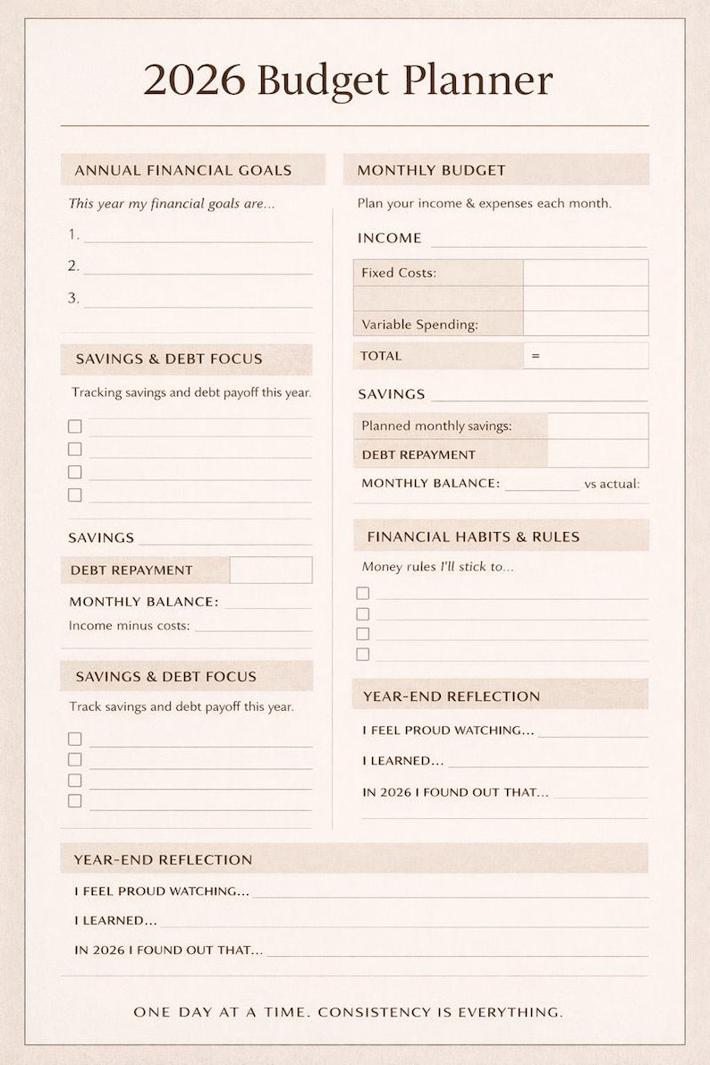 Budget 2026 Motivational, Goals for the New Year, Savings - Etsy UK