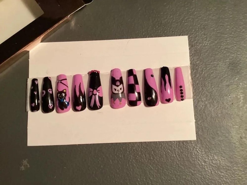 Kuromi Sanrio Nails - Etsy