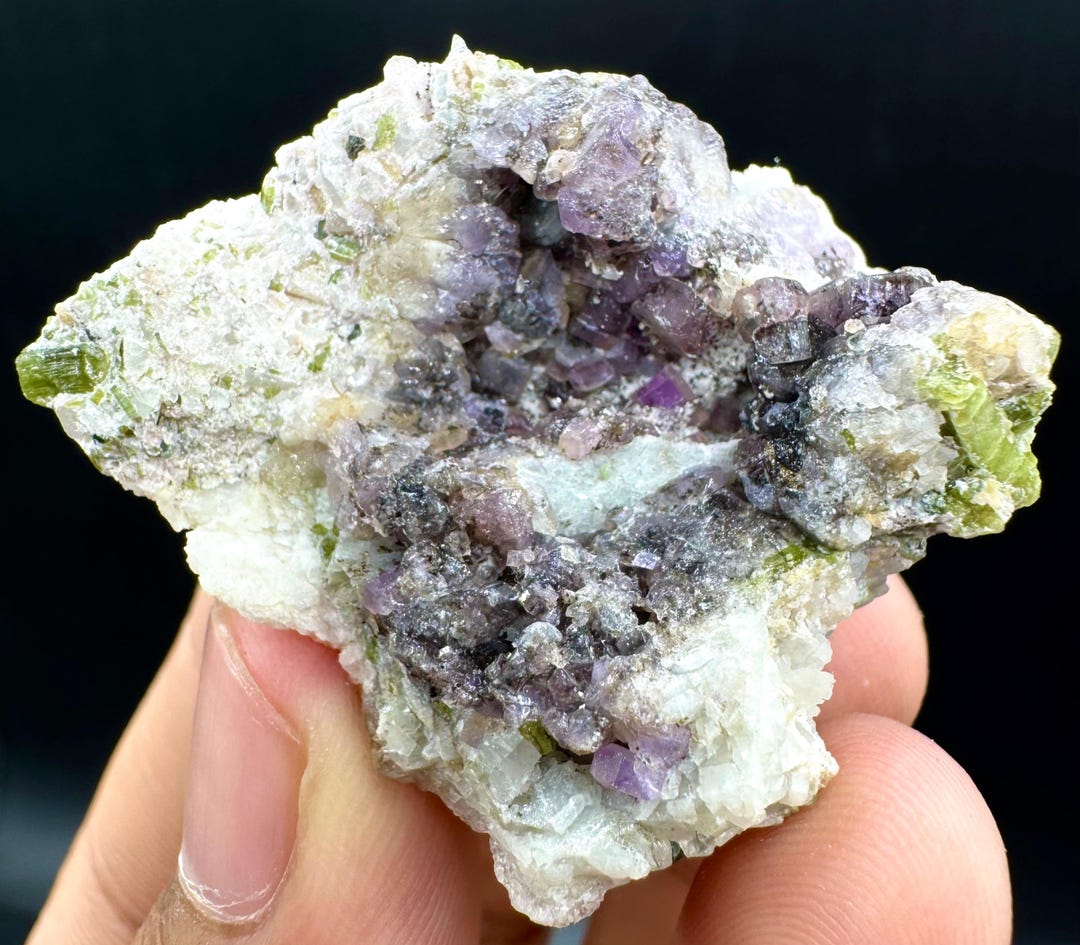 Natural Purple Apatite on Quartz Matrix | Rare Mineral Crystal Specimen ...