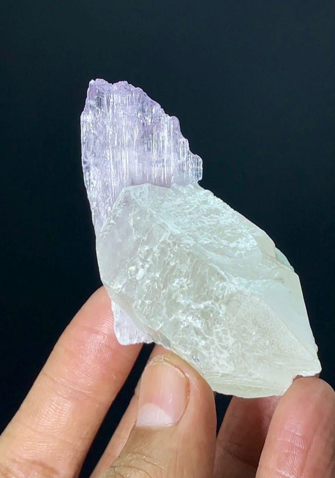 Pink Kunzite Crystal on Quartz Matrix | Natural Kunzite Specimen ...