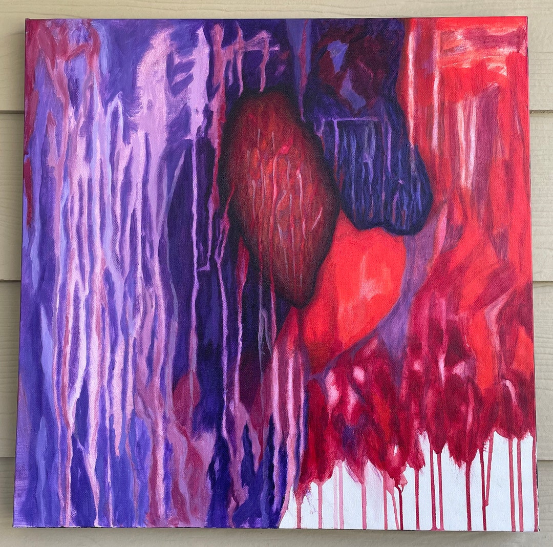 Drip Abstract Acrylic Painting bleeding Heart - Etsy