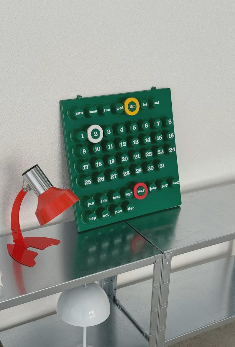 Modern Perpetual Wall Calendar: 1970s Ring a Date Inspired Reusable ...