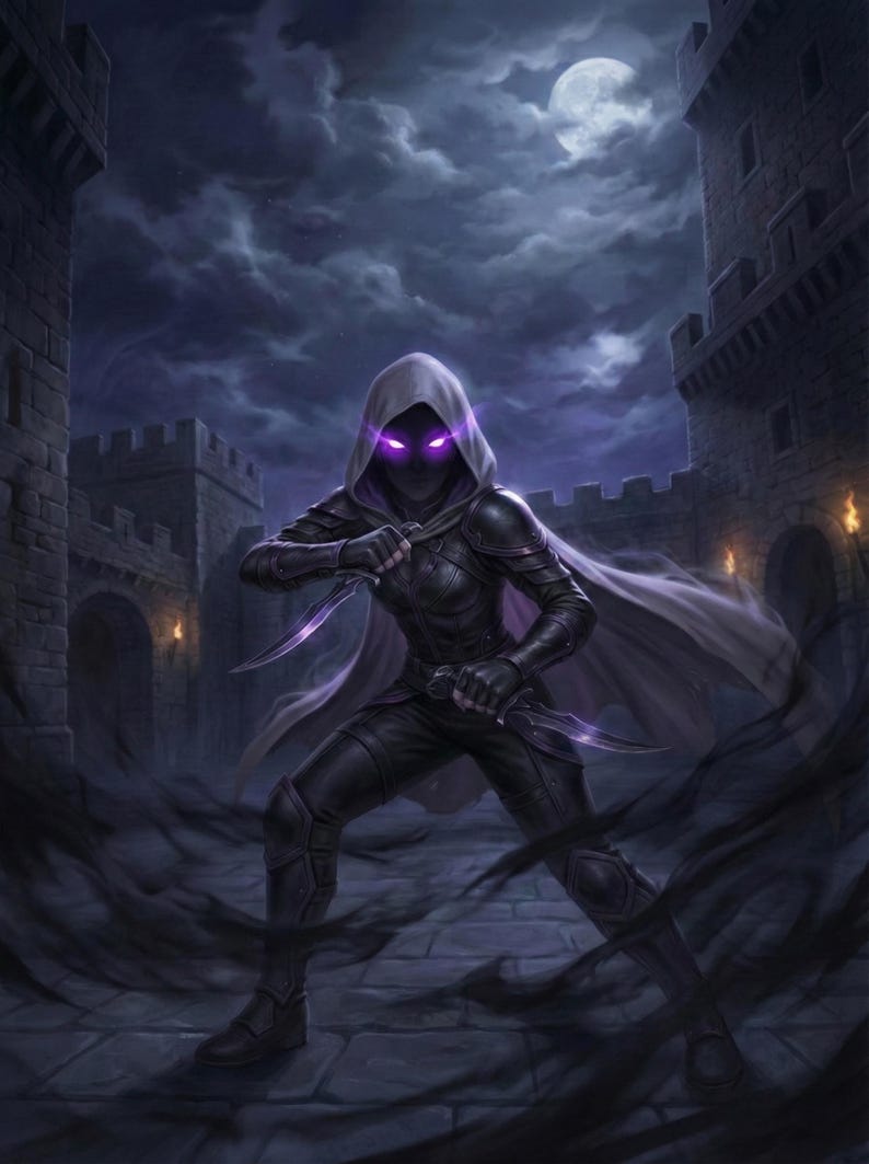 Dark Rogue Assassin Dnd Character Art | Shadow Thief Fantasy ...
