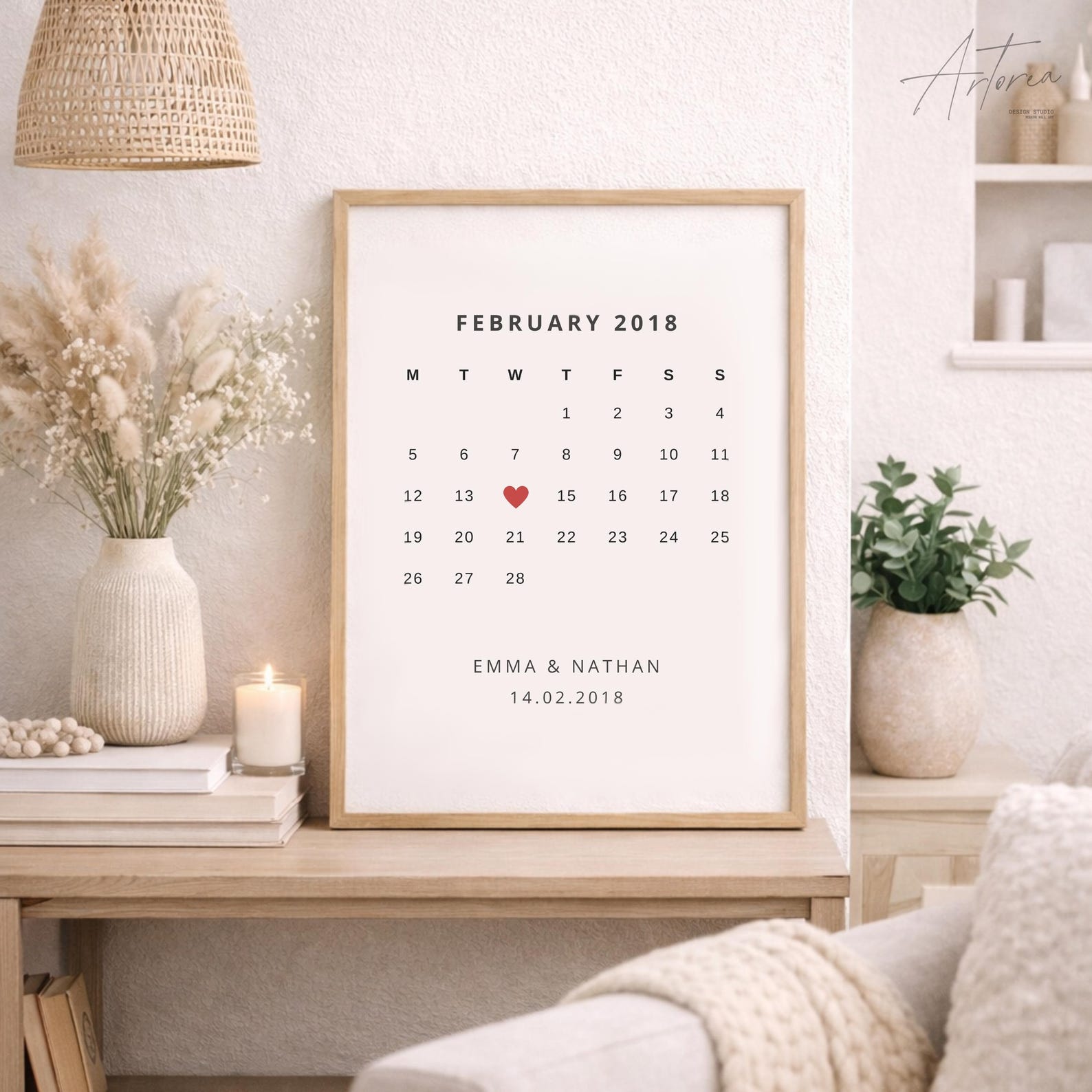 Personalized Calendar Date Print | Custom Names & Special Date ...