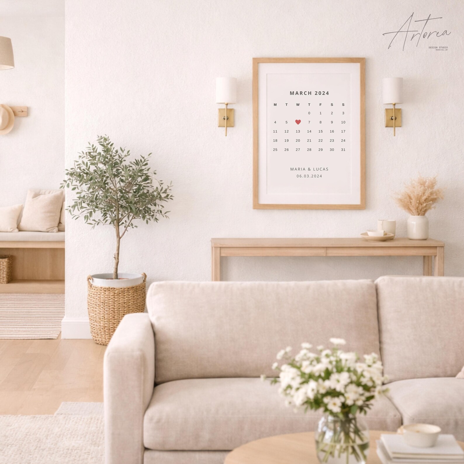 Personalized Calendar Date Print | Custom Names & Special Date ...
