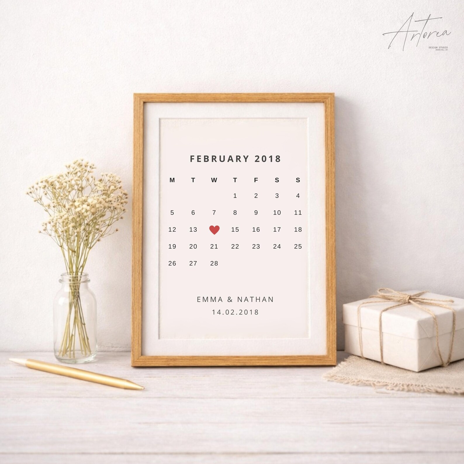Personalized Calendar Date Print | Custom Names & Special Date ...