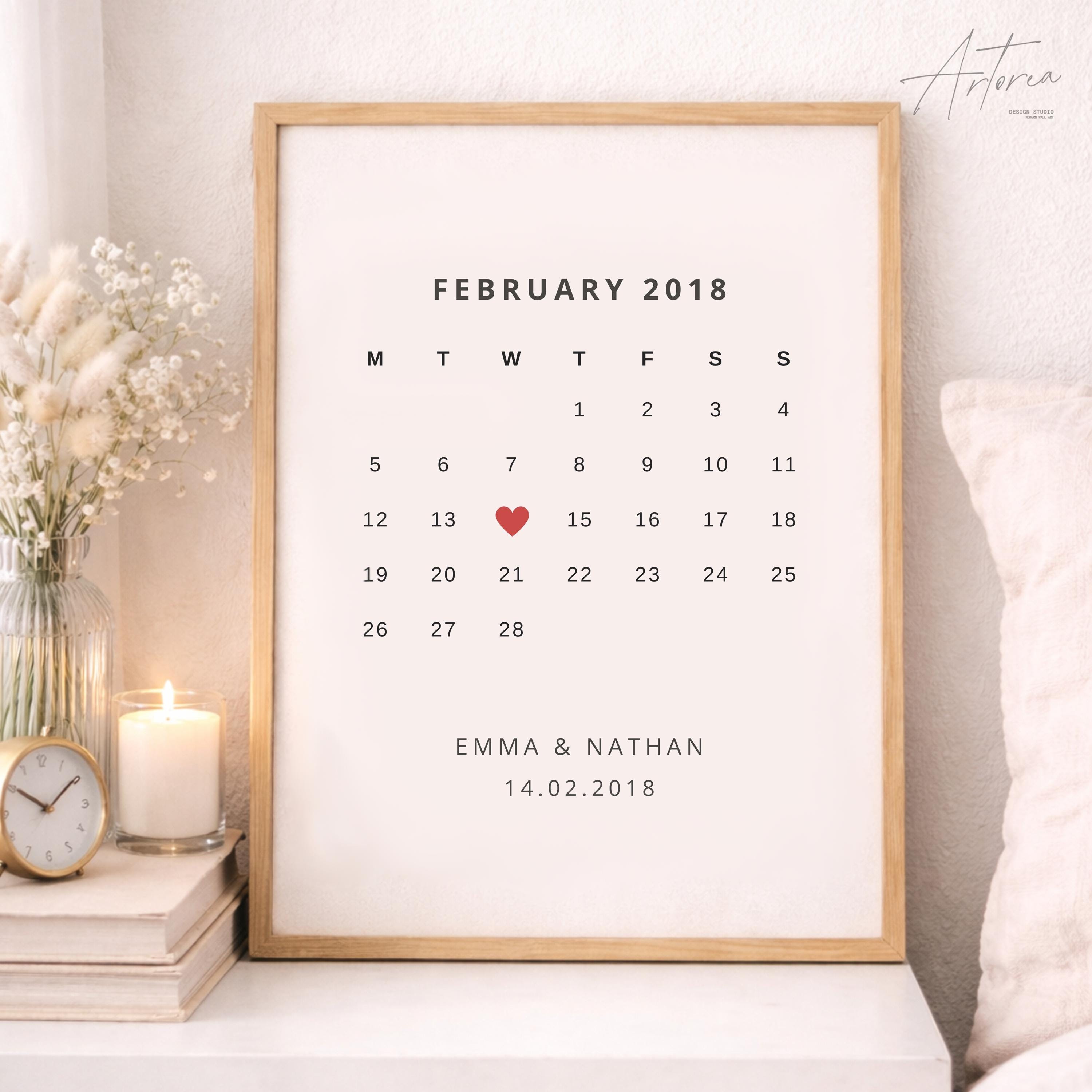 Personalized Calendar Date Print | Custom Names & Special Date ...