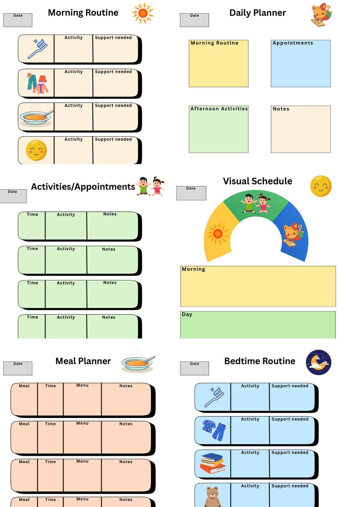 Daily Routines Bundle – Kids Routine Planner PDF Templates for Parents ...