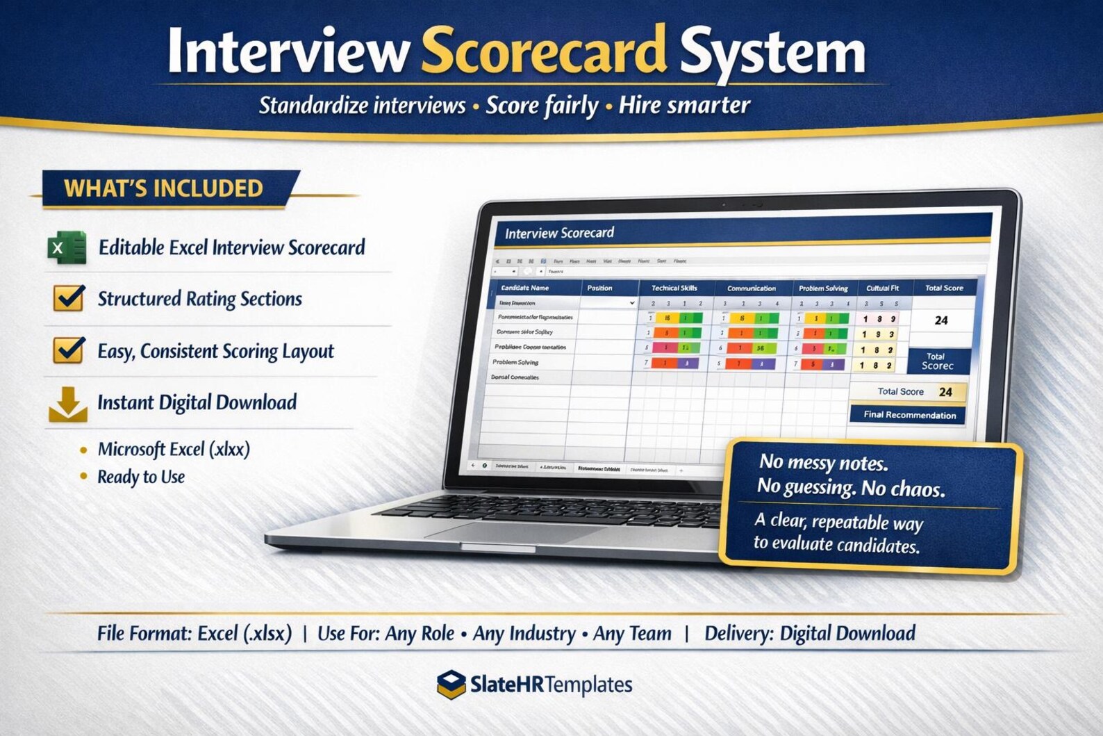 Interview Scorecard Excel Template | Hiring Evaluation Spreadsheet ...