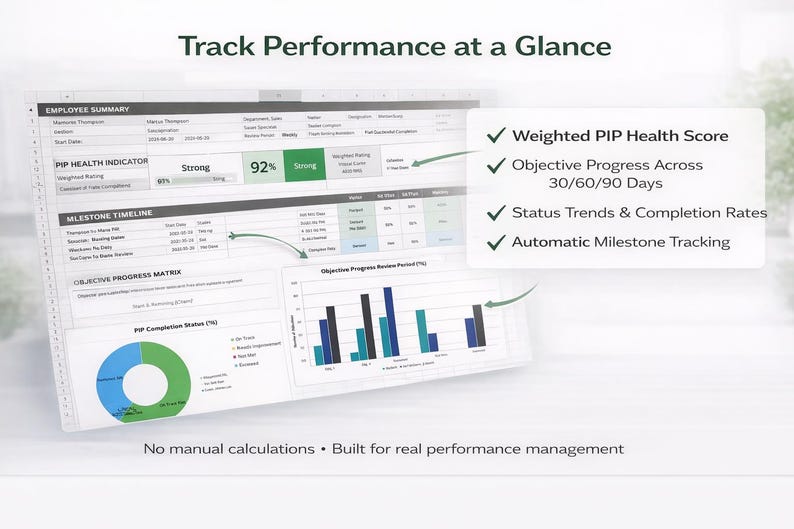 SMART PIP Tracker Excel | 30-60-90 Day Performance Improvement Plan ...