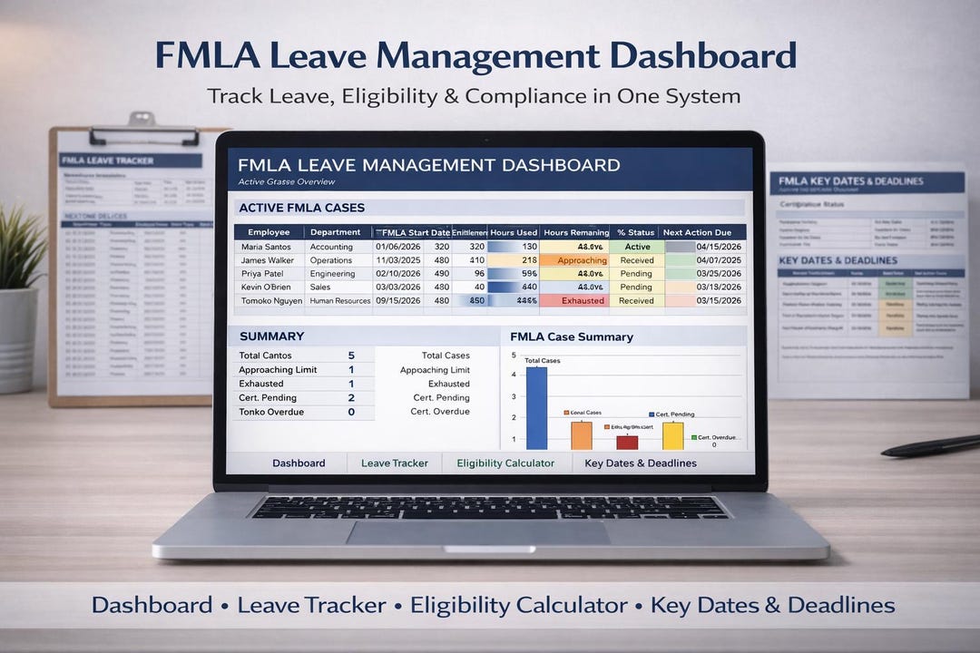 FMLA Tracker Excel Template | Leave Management Dashboard - Etsy UK
