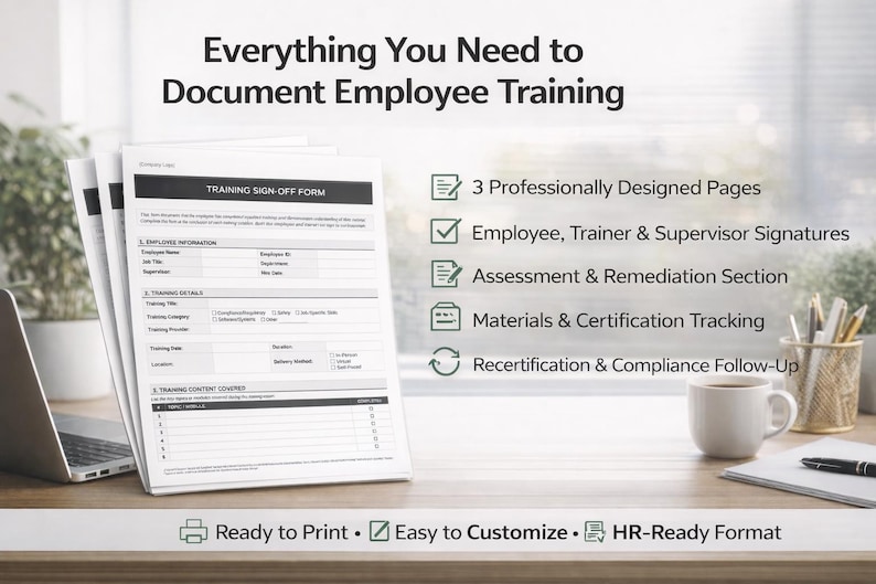 Employee Training Sign-off Form | Training Completion Record Template ...
