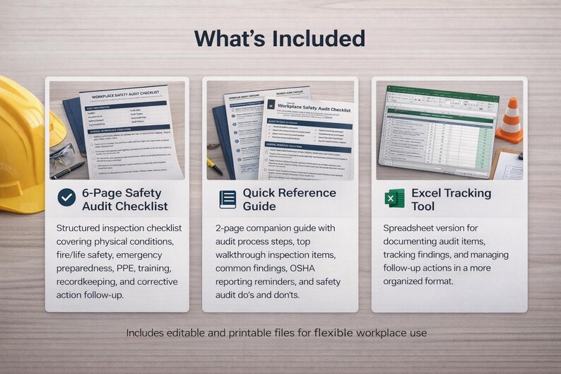 Workplace Safety Audit Checklist | Safety Inspection Template, Excel ...