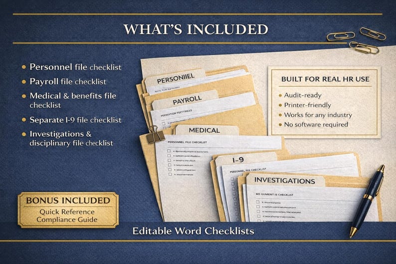 Personnel File Checklist for Employers - Etsy
