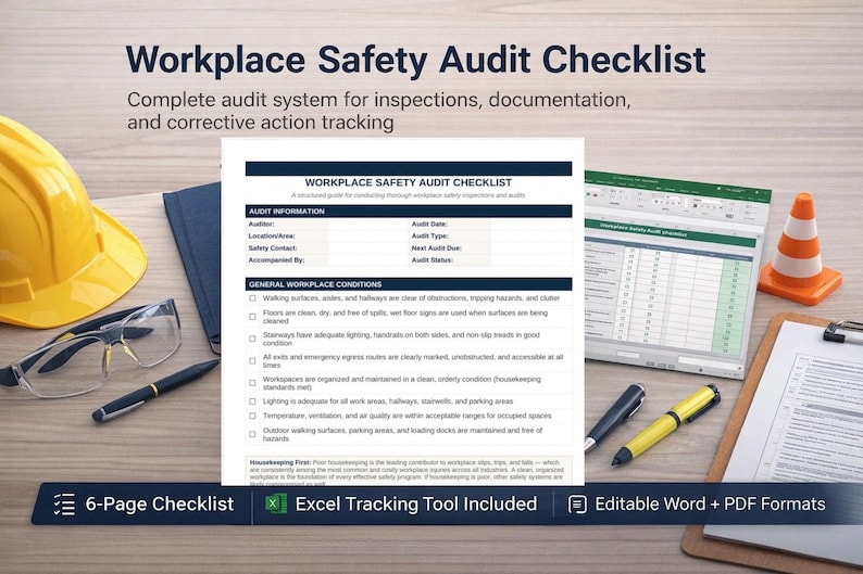 Workplace Safety Audit Checklist | Safety Inspection Template, Excel ...