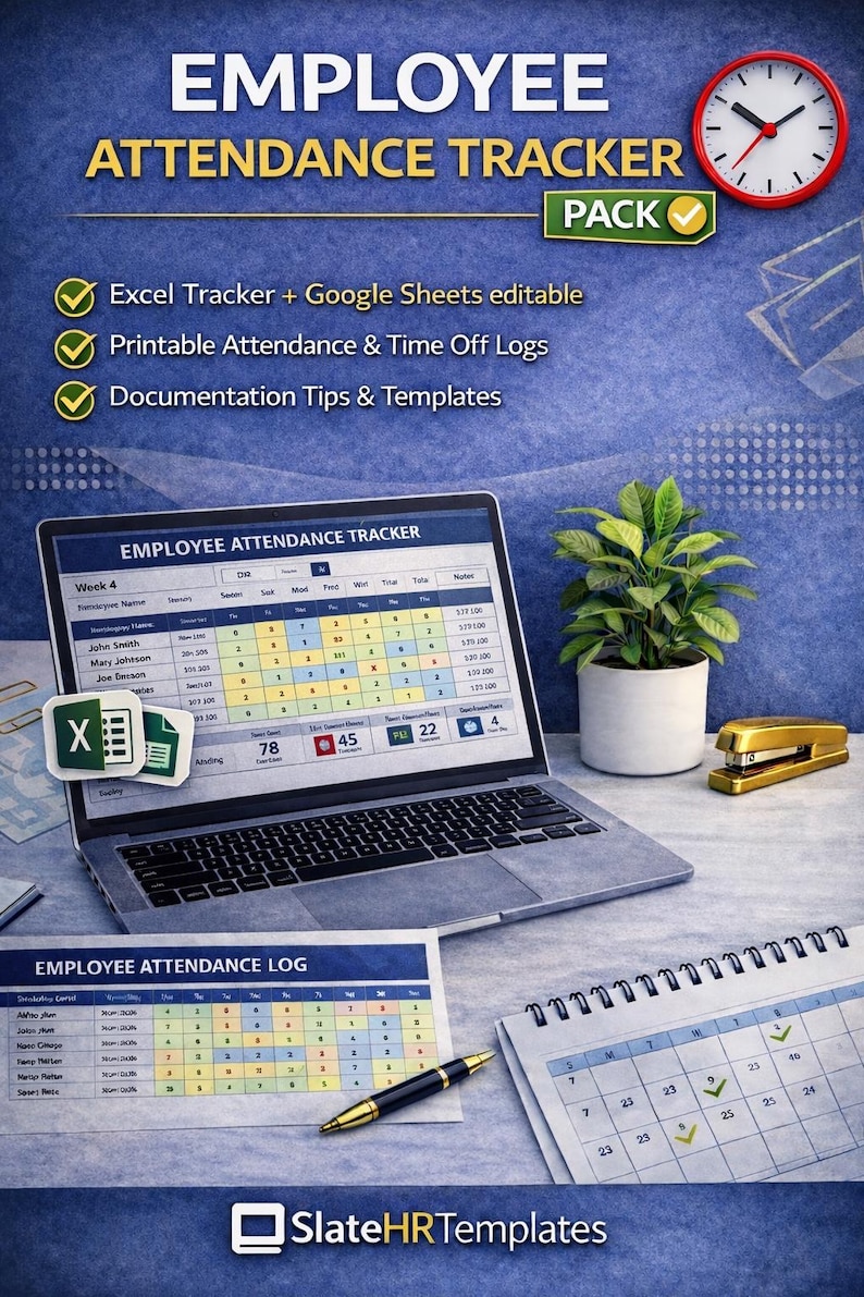Employee Attendance Tracker Pack | Excel and Printable Logs | HR ...