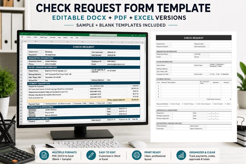Check Request Form Template - Etsy UK
