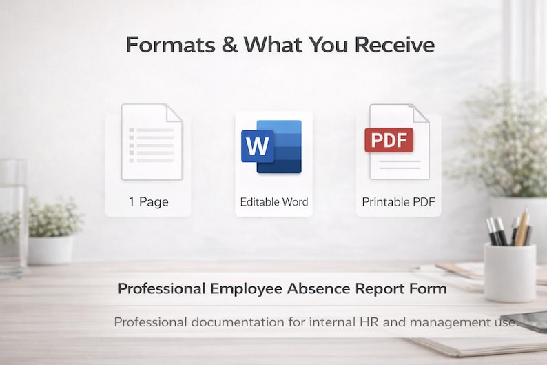 Employee Absence Report Form (editable Word, Printable PDF) - Etsy