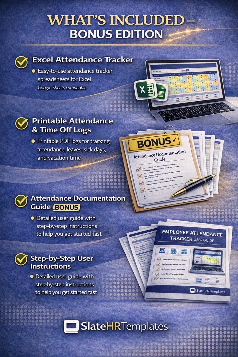 Employee Attendance Tracker Pack | Excel and Printable Logs | HR ...