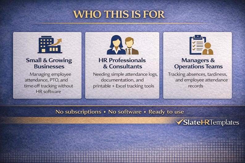 Employee Attendance Tracker Pack | Excel and Printable Logs | HR ...