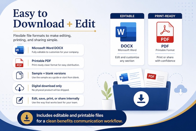 Benefits at a Glance Template | Employee Benefits Summary, Open ...