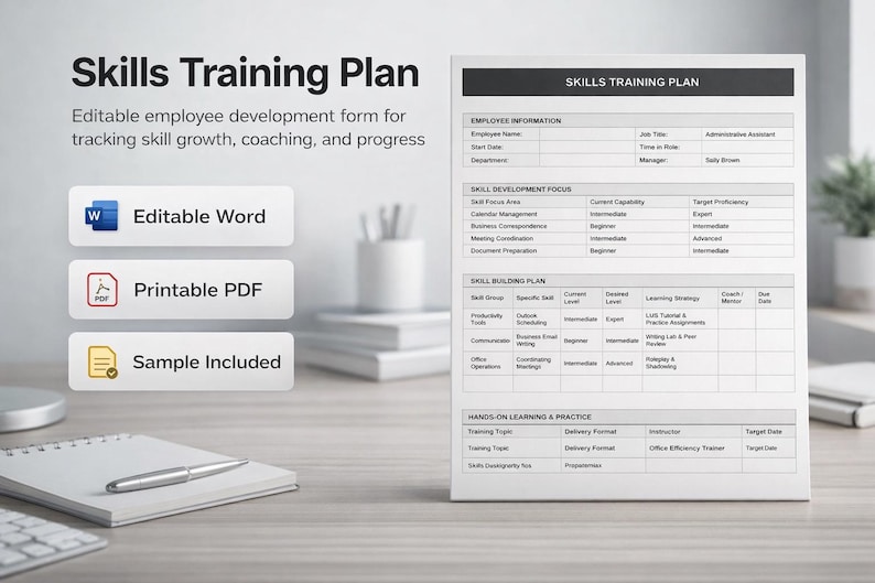Employee Skills Training Plan Template | Development Form (PDF, Word ...