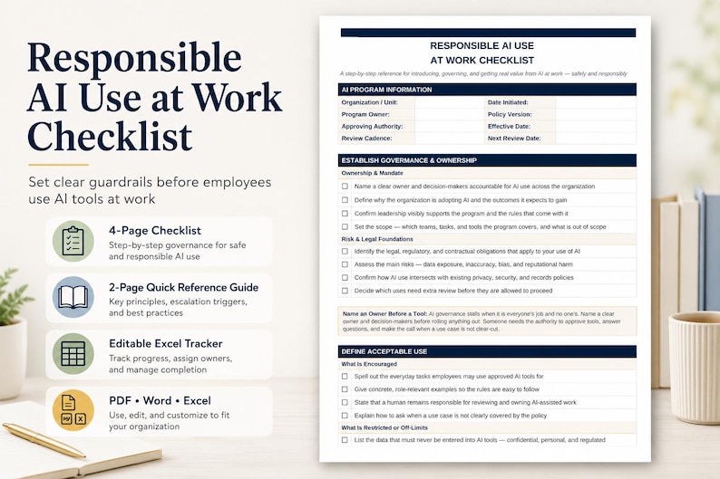 Responsible AI Use at Work Checklist | AI Policy Checklist, Workplace ...