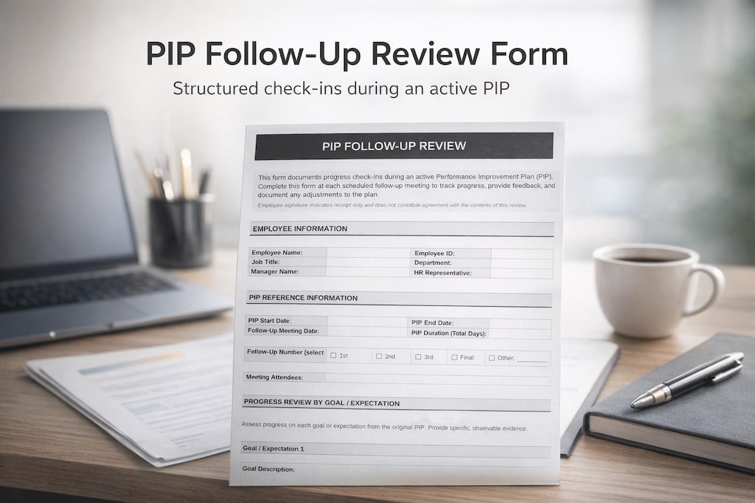 PIP Follow-up Review Form | Performance Improvement Plan Progress ...