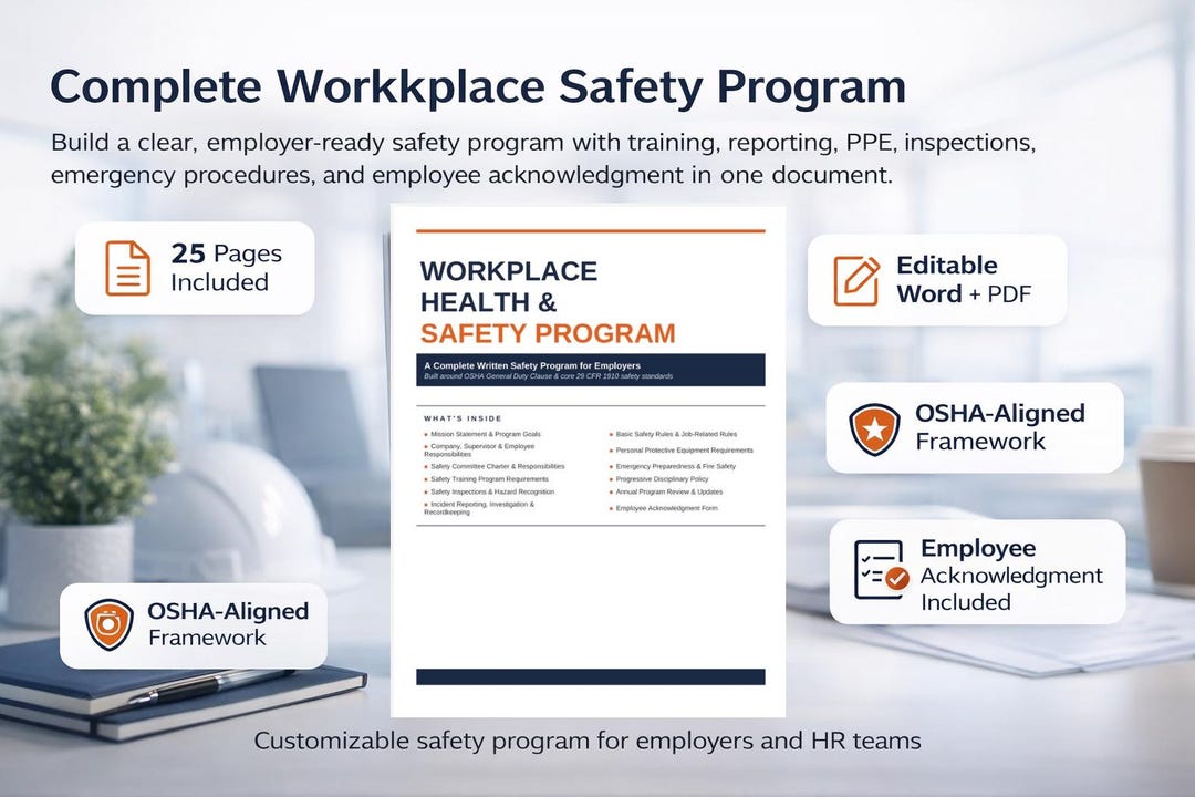 Workplace Health & Safety Program Template - Etsy Australia