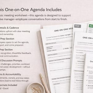 One-on-one Meeting Agenda Template for Managers & HR | PDF, Word, Excel ...