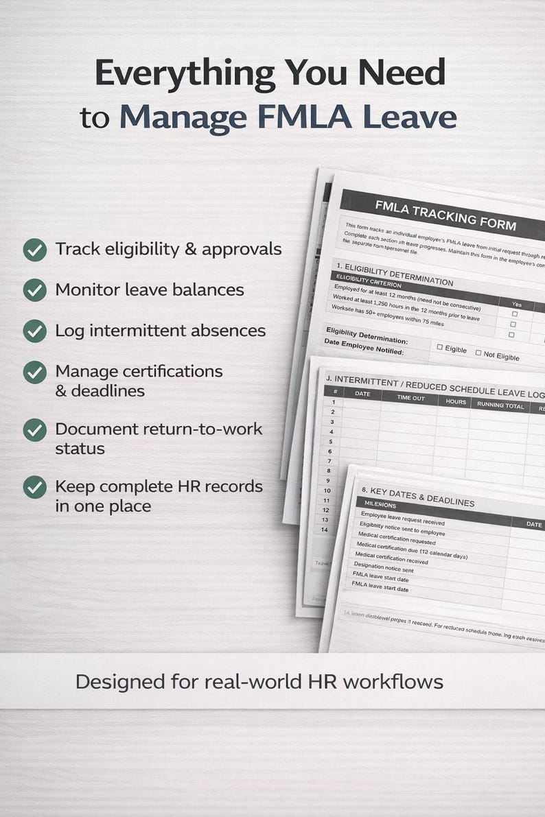 FMLA Tracking Form Template | Employee Leave Tracker - Etsy