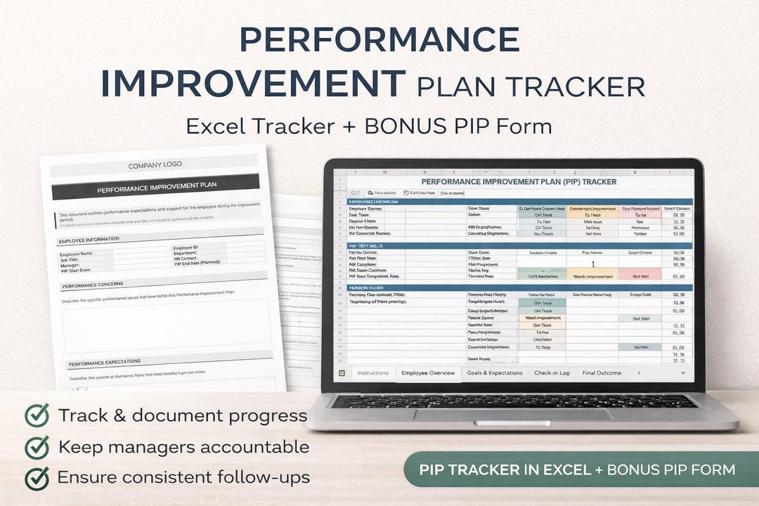 Performance Improvement Plan (PIP) Tracker | Excel Template + Bonus ...