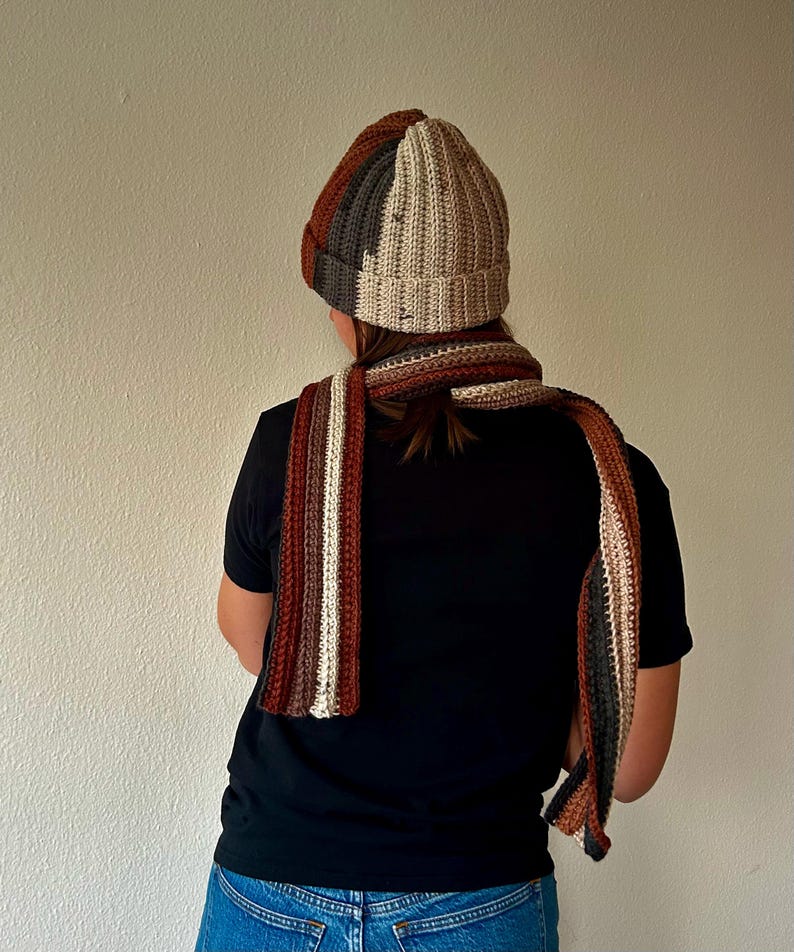 Crocheted Hat and Long Skinny Scarf Matching Combo | Multicolored ...