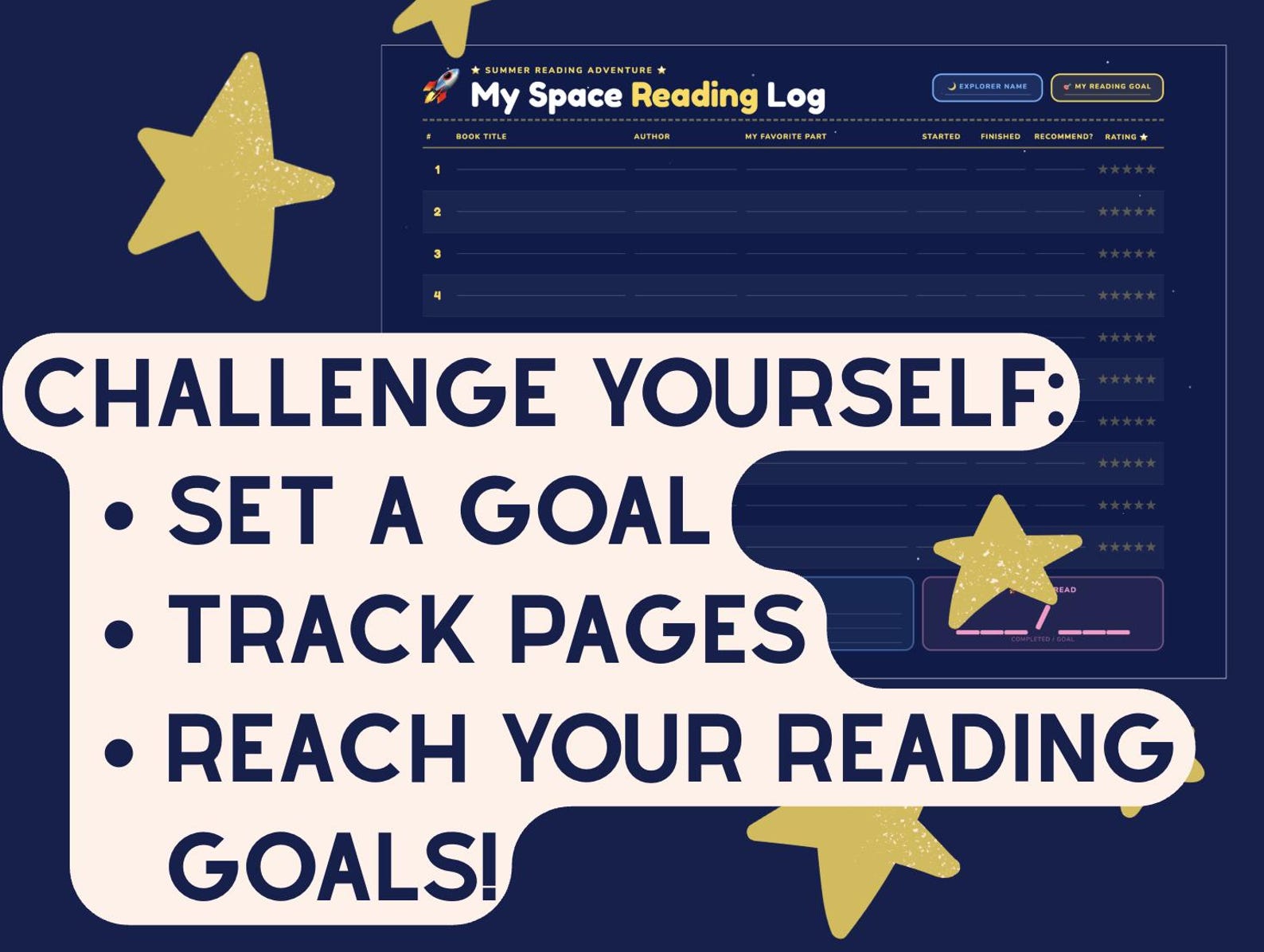 Kids Summer Reading Tracker Printable | Space Reading Log | Children ...