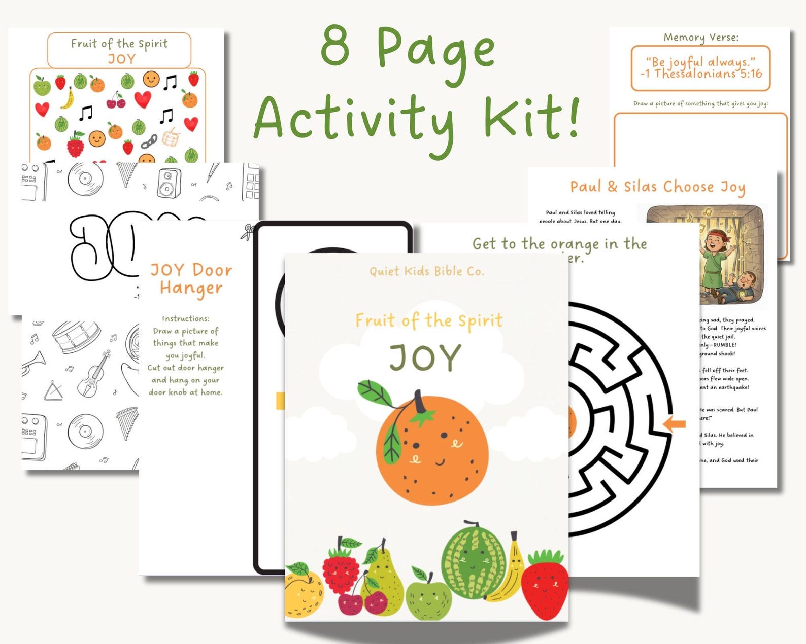 Joy a Fruits of the Spirit Activities for Kids PDF, Bible Lessons ...