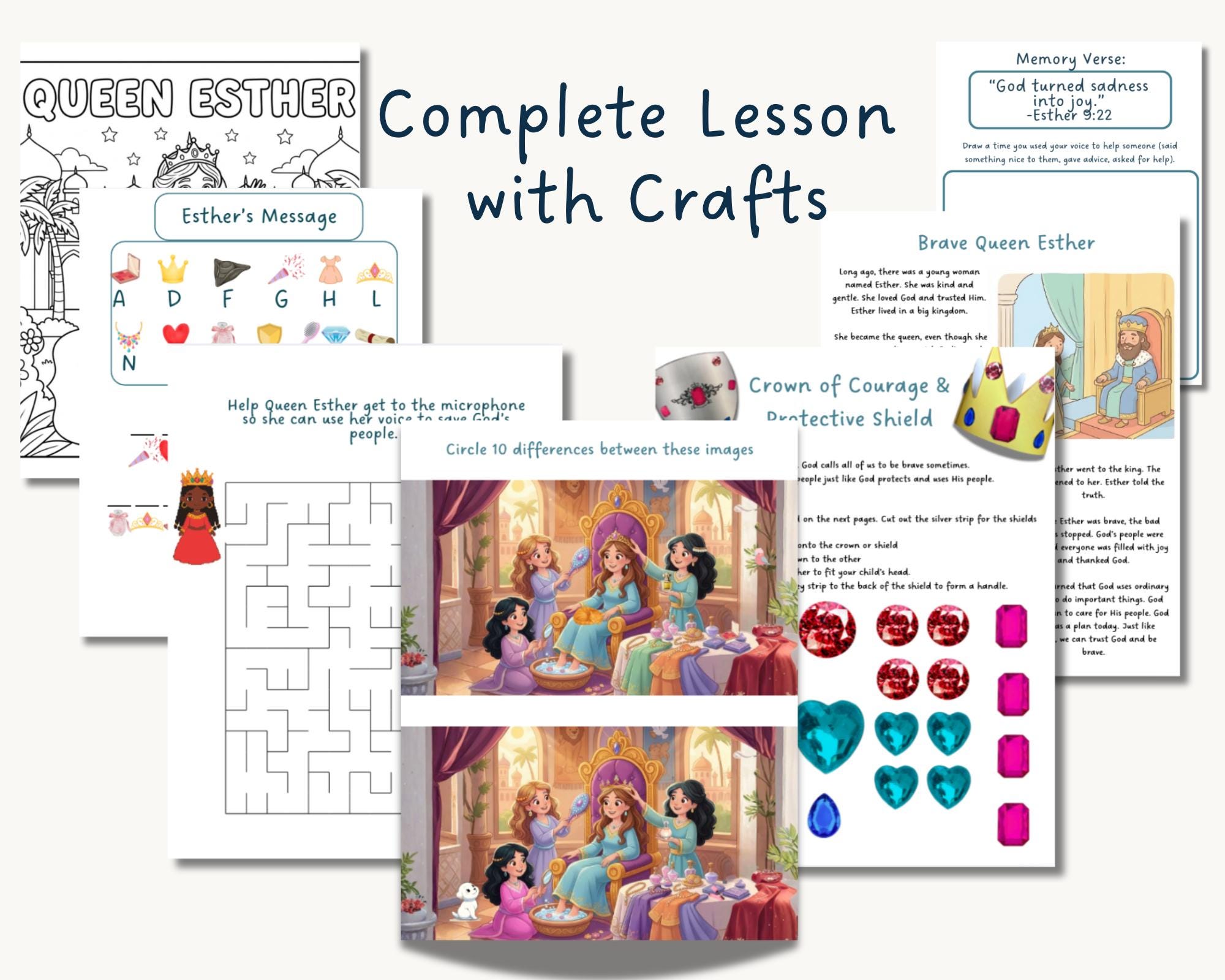 Queen Esther Curriculum, Purim Lesson for Kids, Sunday School Puzzles ...