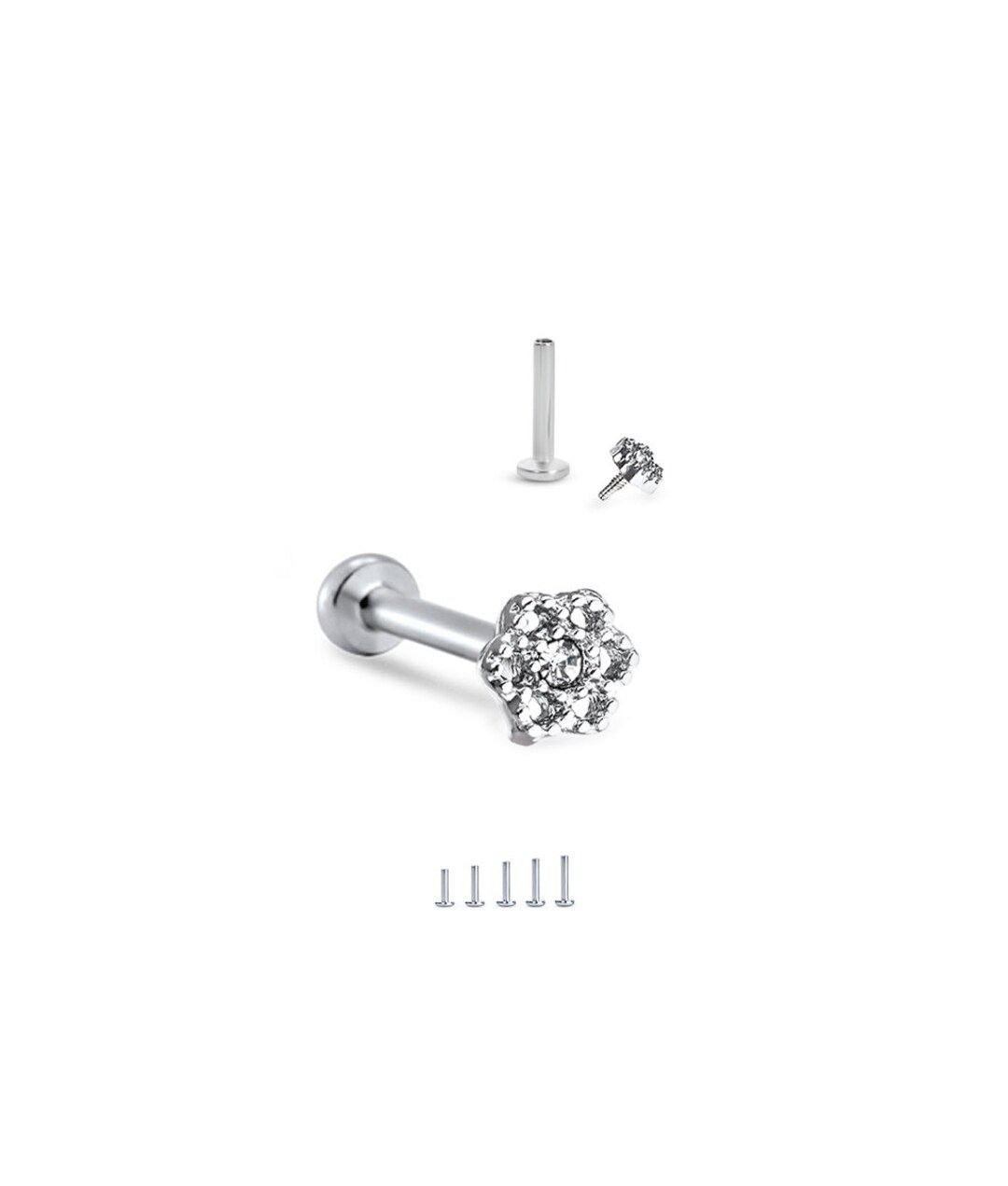 316L Surgical Steel Labret Style Nose Monroe Stud 5/16" Screw Post 3 ...