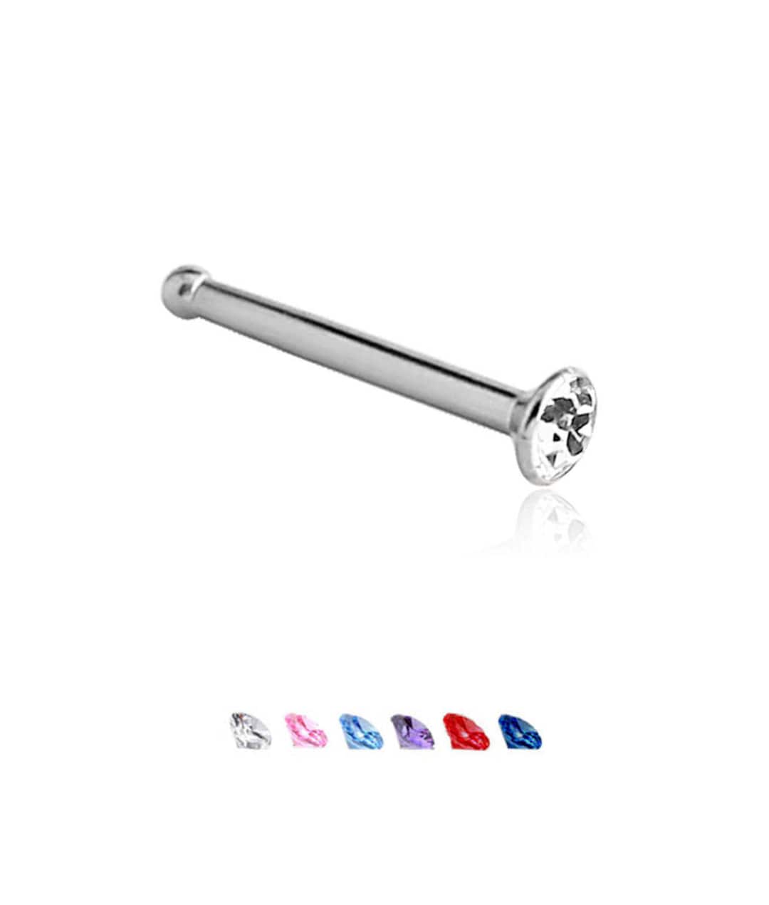 316L Surgical Steel Nose Bone Stud Ring, 2mm Round Bezel. Choose Your ...
