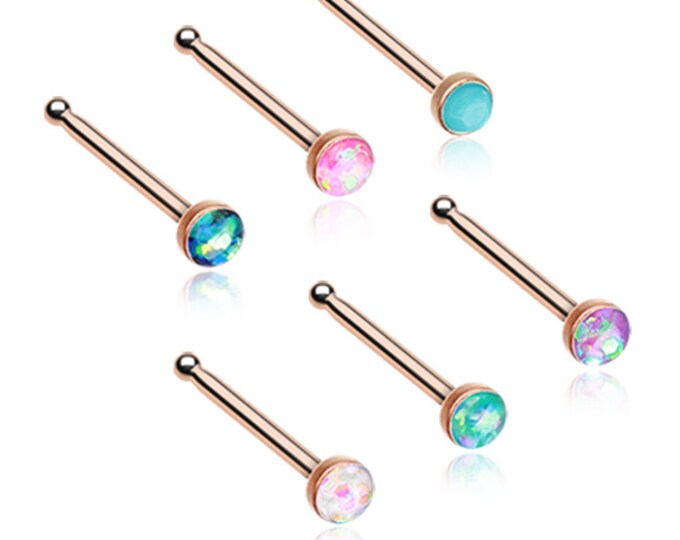 Nose Bone Nose Ring 925 Sterling Silver 2mm Opal Gem 22G. FREE - Etsy