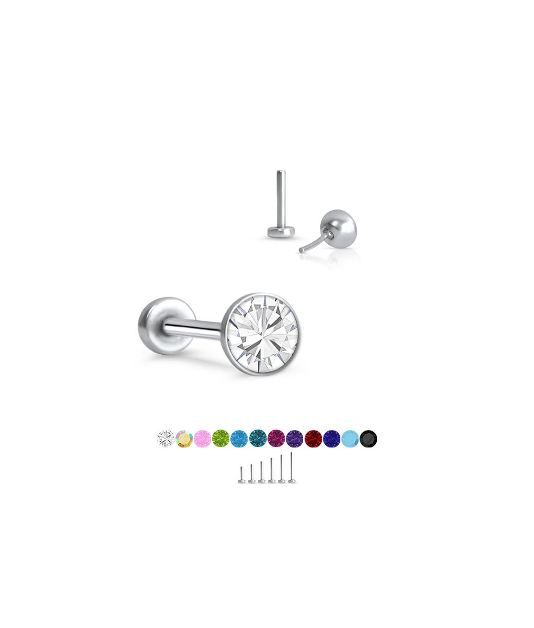 316 Stainless Steel Labret Style Nose Ring Monroe Stud Threadless Push ...