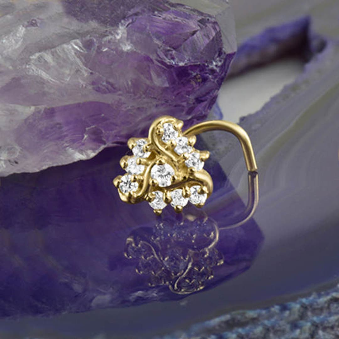 14KT Solid White or Yellow Gold Nose Ring, Stud, Screw, L Bend or Nose ...