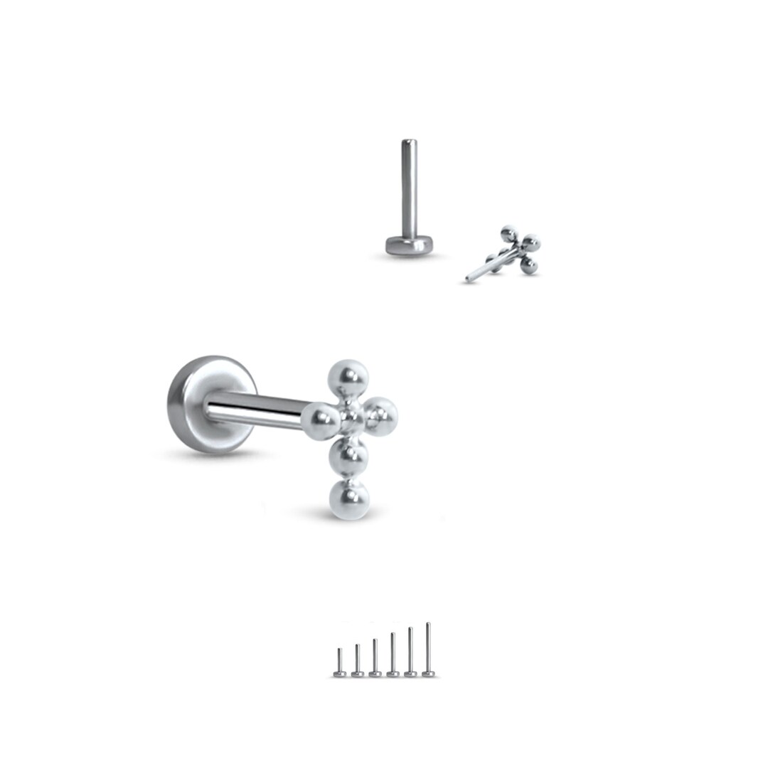 Titanium Labret Style Nose Ring Monroe Stud Threadless Push Pin Studded ...