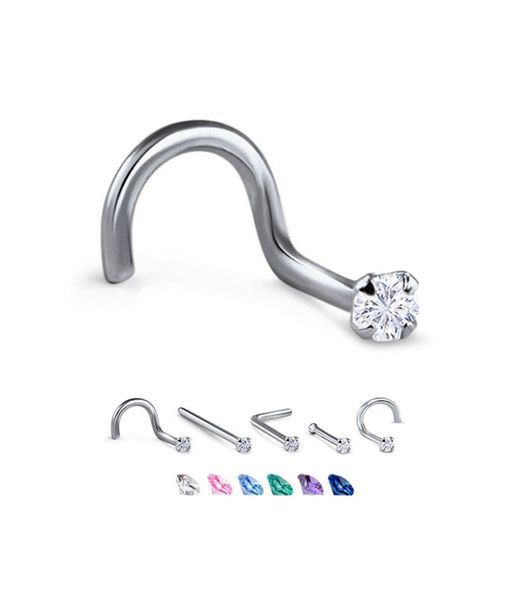 Titanium Nose Ring, Stud, Screw or L Bend, 2mm Round. Choose Your Color ...