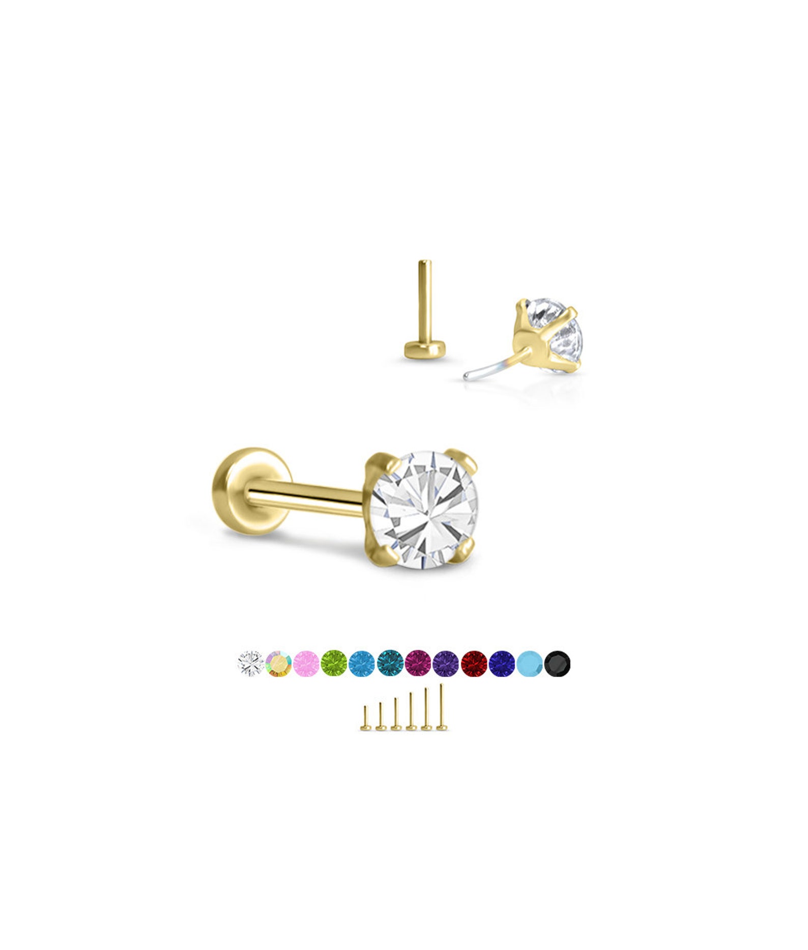 316 Stainless Steel Yellow Gold Plated Labret Nose Ring Monroe | Etsy