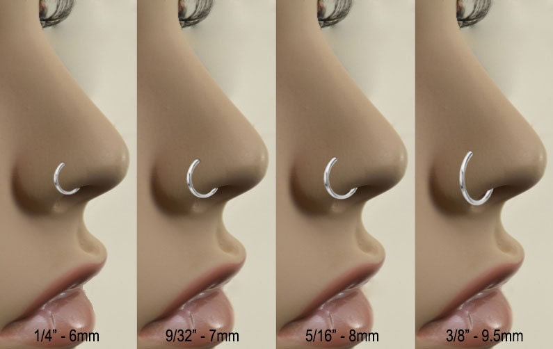 14K Solid Yellow Gold Seamless Continuous Twisted Nose Hoop | Etsy