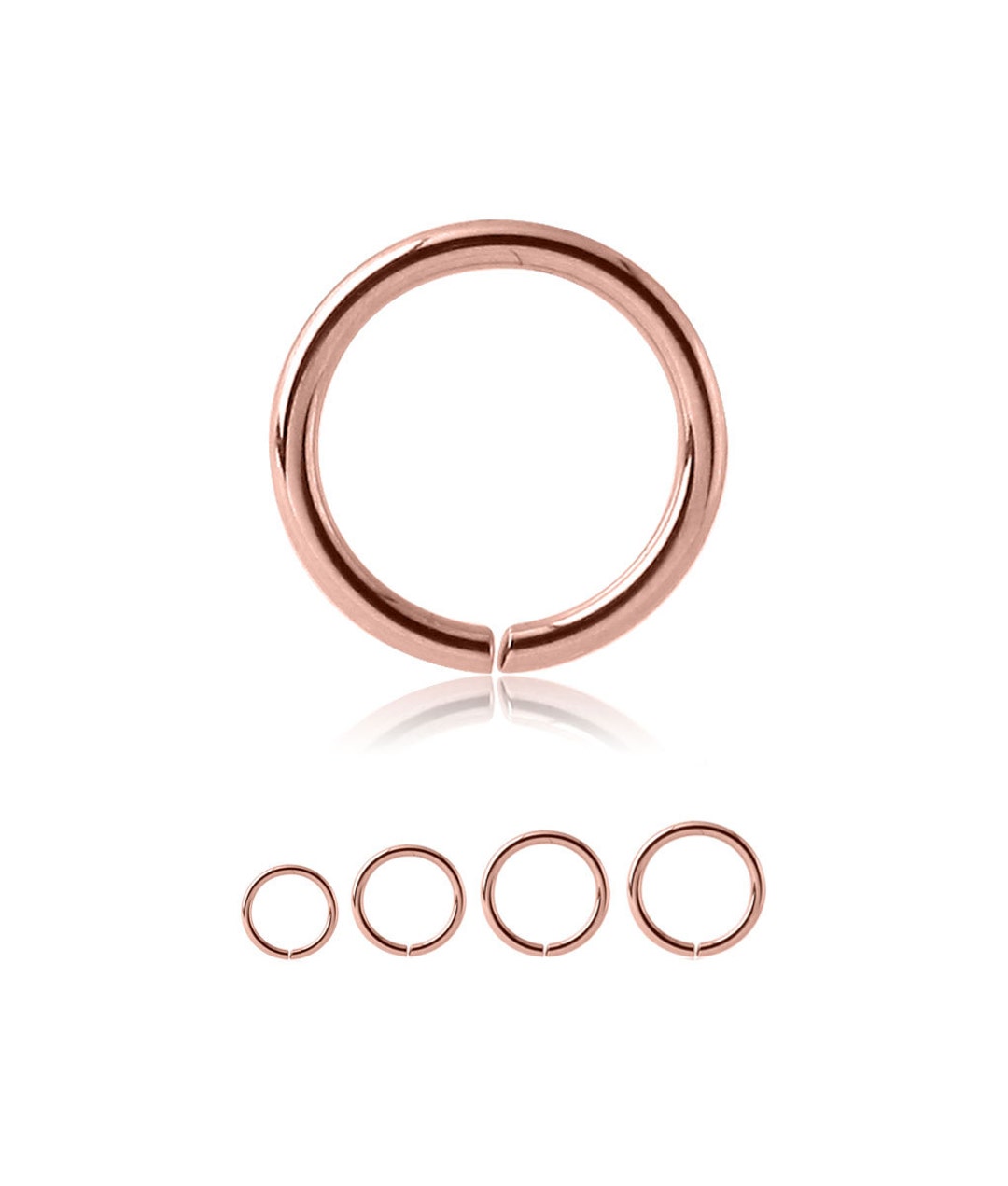 Rose Gold Plated 316L Surgical Steel Seamless Continuous Nose Hoop Septum Nose Ring Choose Size ...